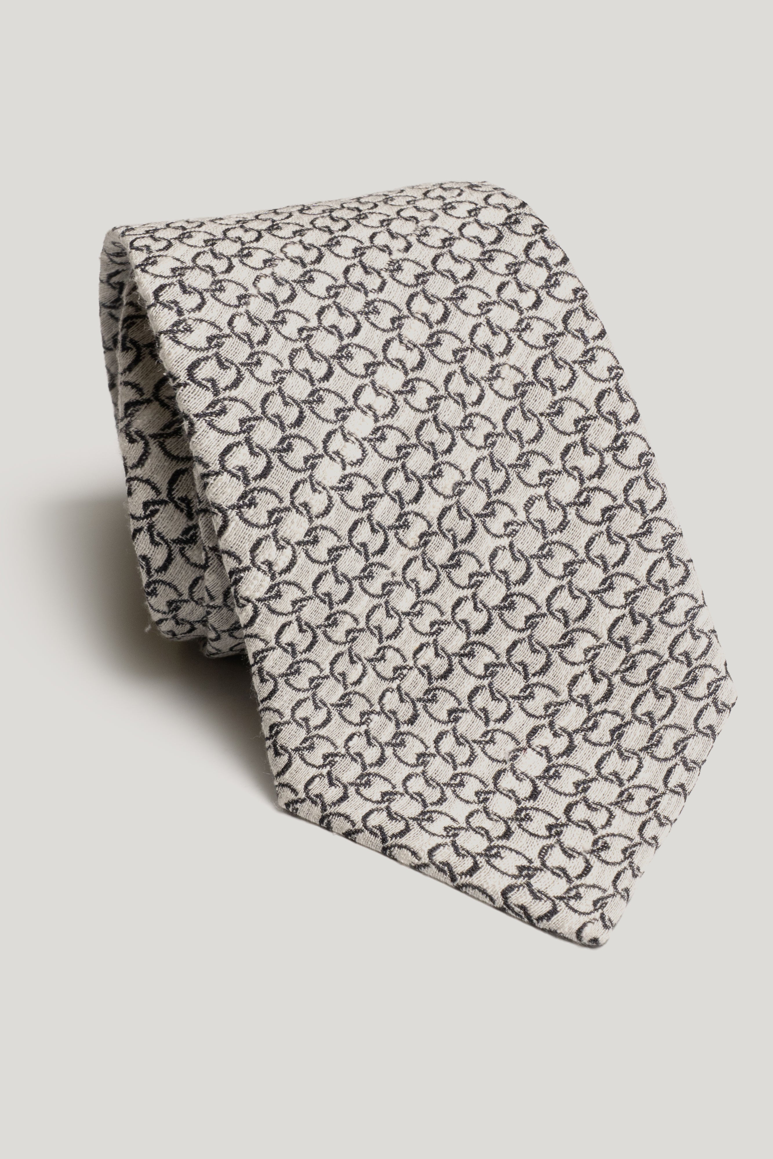 Meighen Ecru Geo Print Tie - Pure Silk | Jack Victor